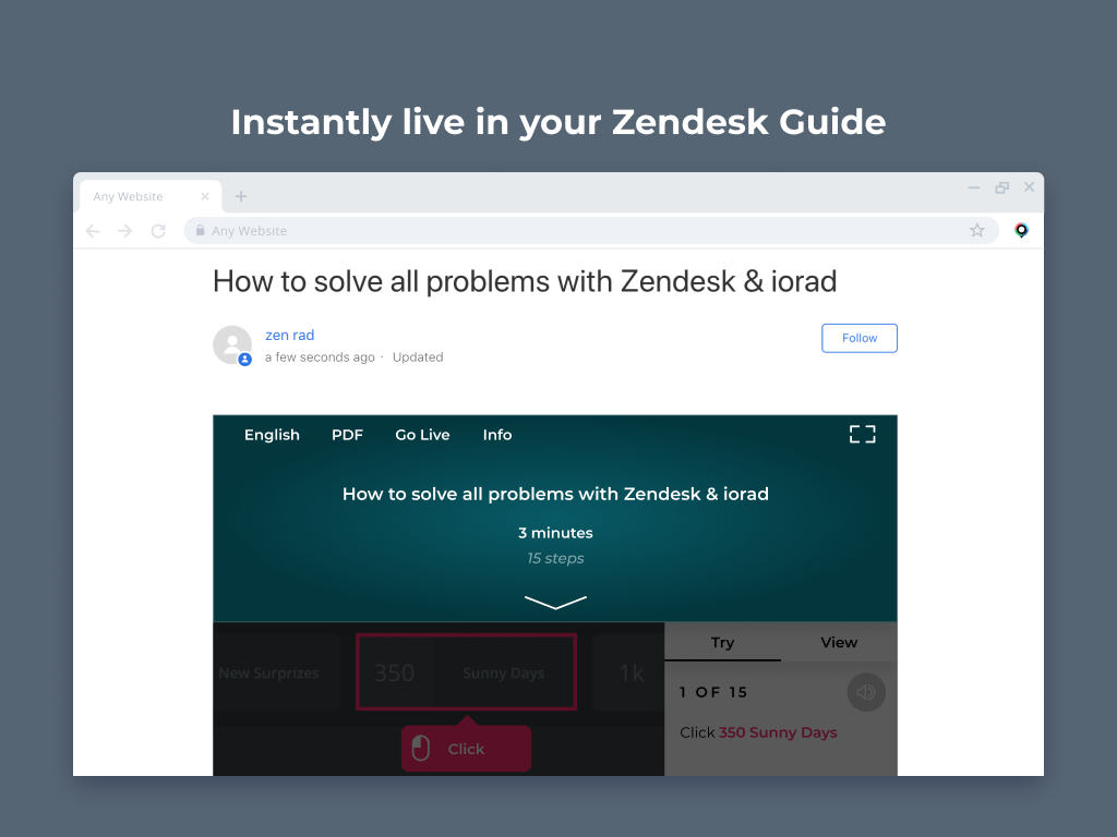 iorad App Integration with Zendesk Support